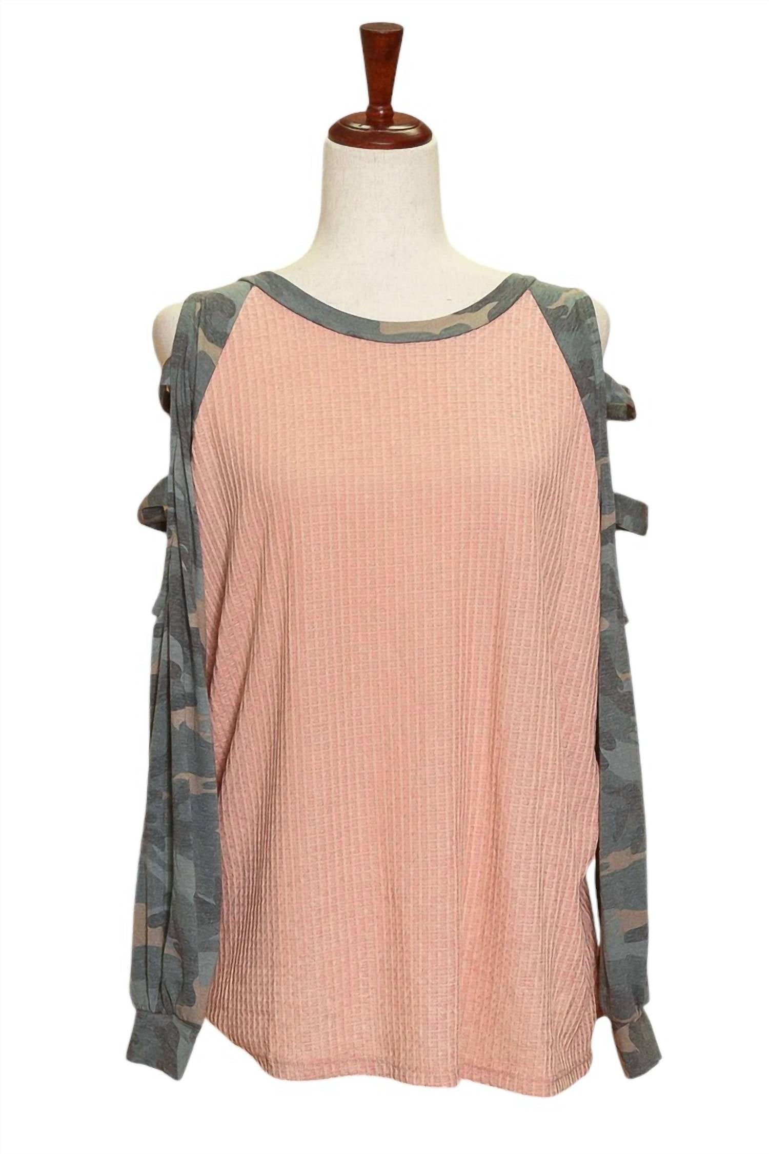 Haptics - WOMEN'S CAMO SLEEVE EXPOSED SHOULDER TOP – Snagged & Bagged