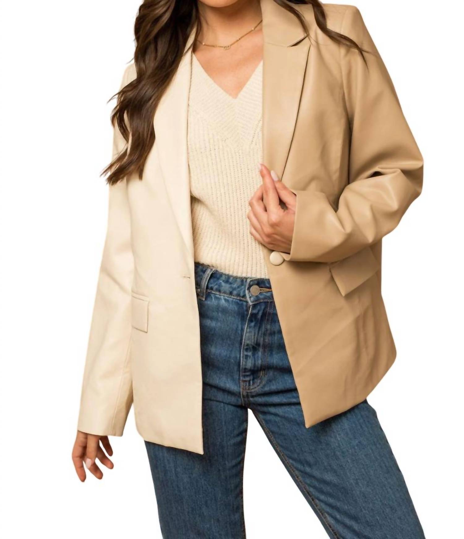Gilli - Bobbi Colorblock Faux Leather Blazer – Snagged & Bagged